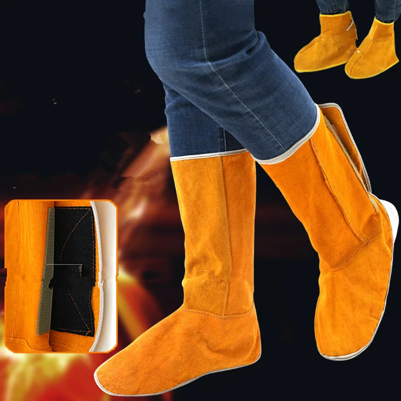 Welder Safety Cow Split Leather Shoe Covers for Foot Protection Heavy ...