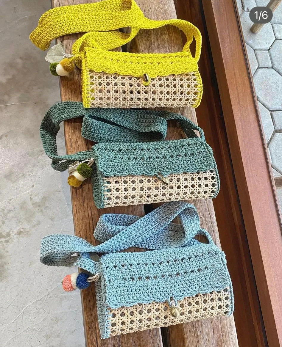 Best Seller Wicker Baskets Handmade Rattan Bags Handcraft Picnic Beach ...