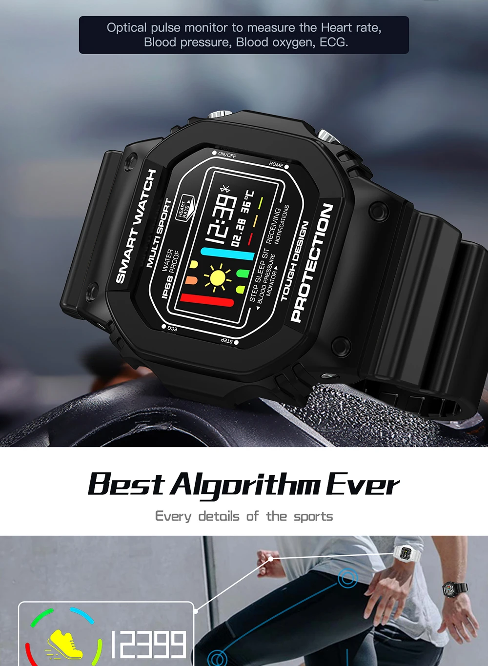 X12 Smart Watch - Heart Rate Monitor & Waterproof Fitness Tracker
