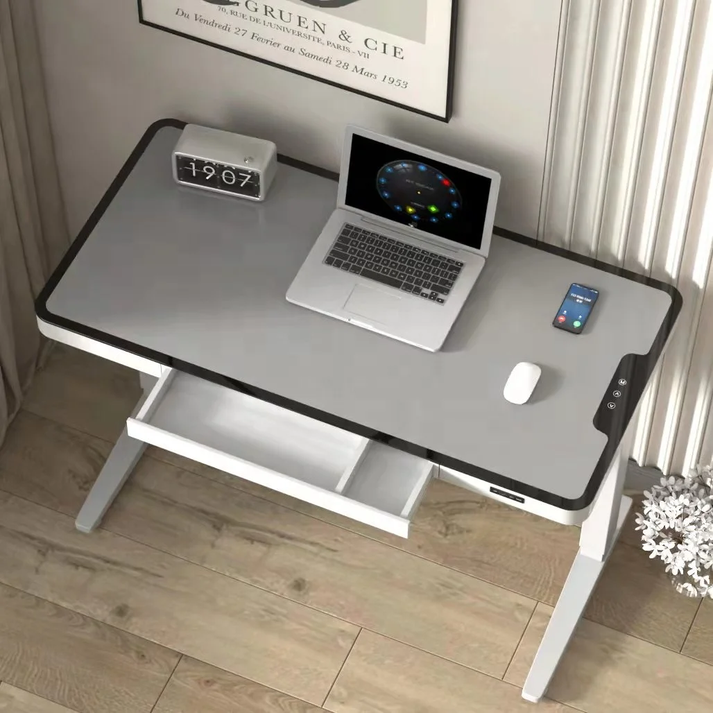 Luxury Modern Office Furniture Temper Glass Top Wireless Usb Type C ...