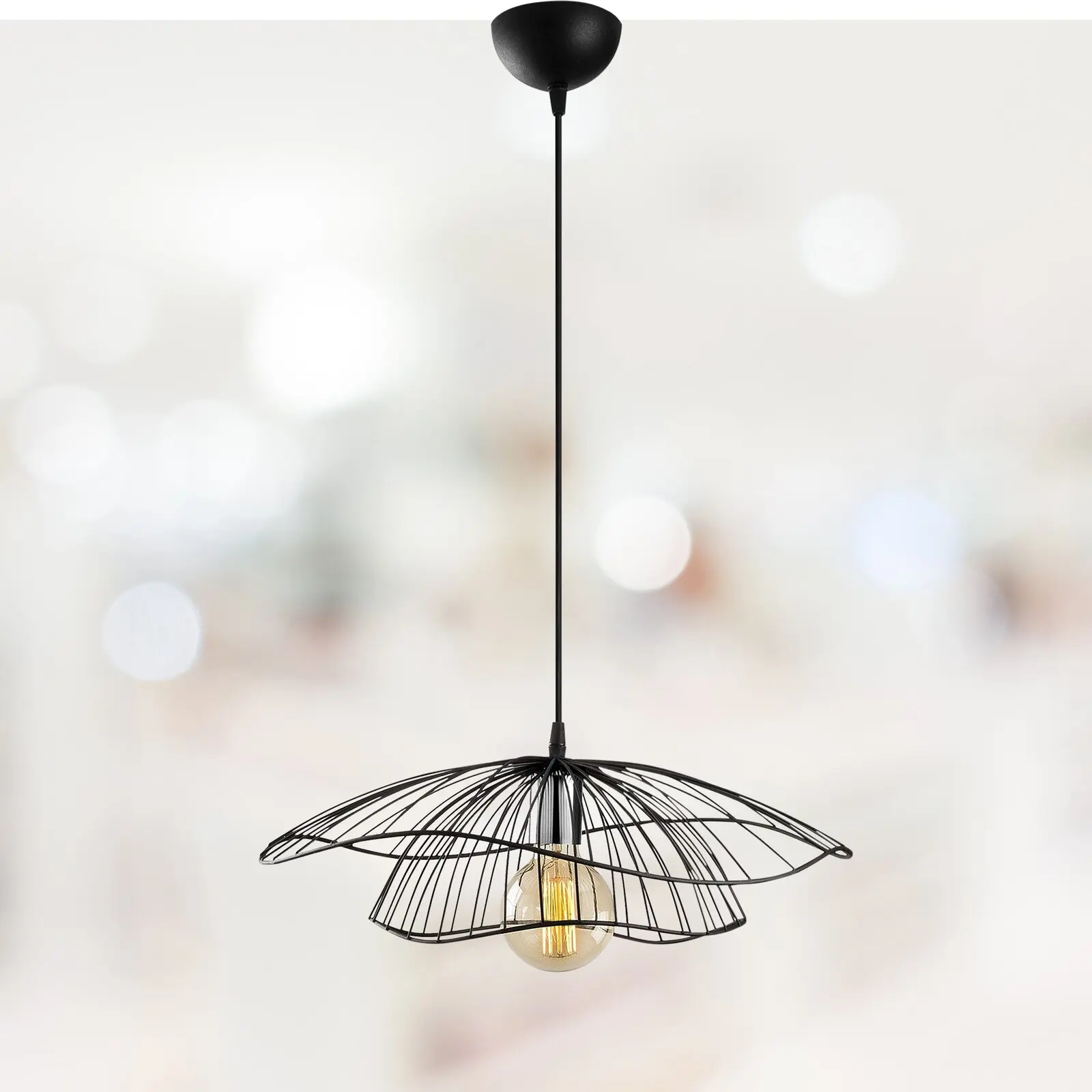 Barbed Wire Flower-Shaped Ceiling Chandelier - Industrial Modern Indoor ...