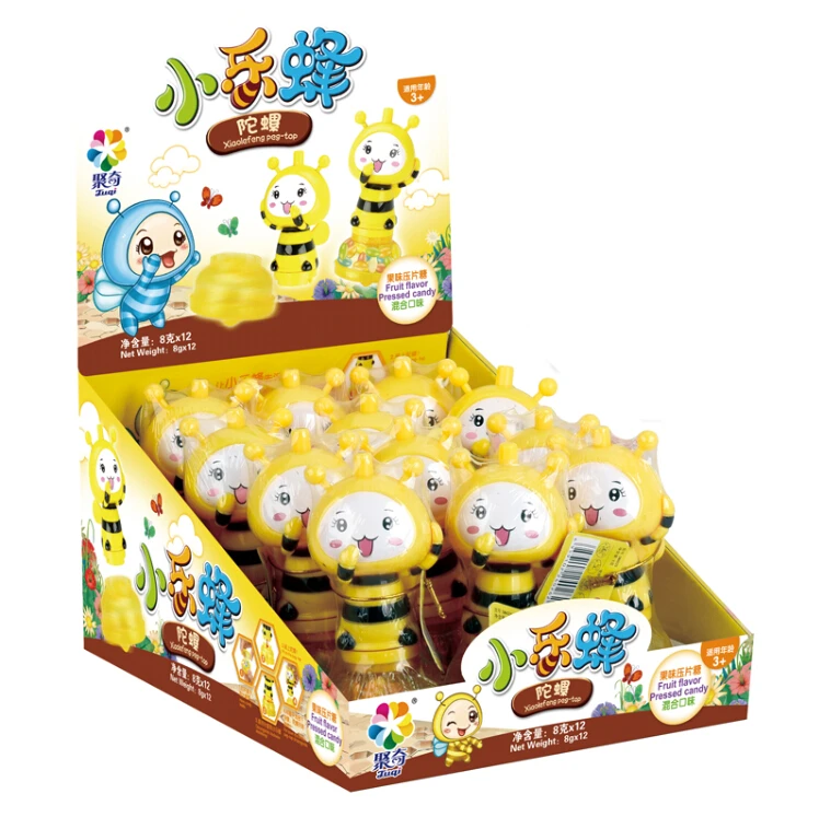 Happy Bee Spin Top Confectionery Sweets Candy Filled Dreidel Toy Candy Kids