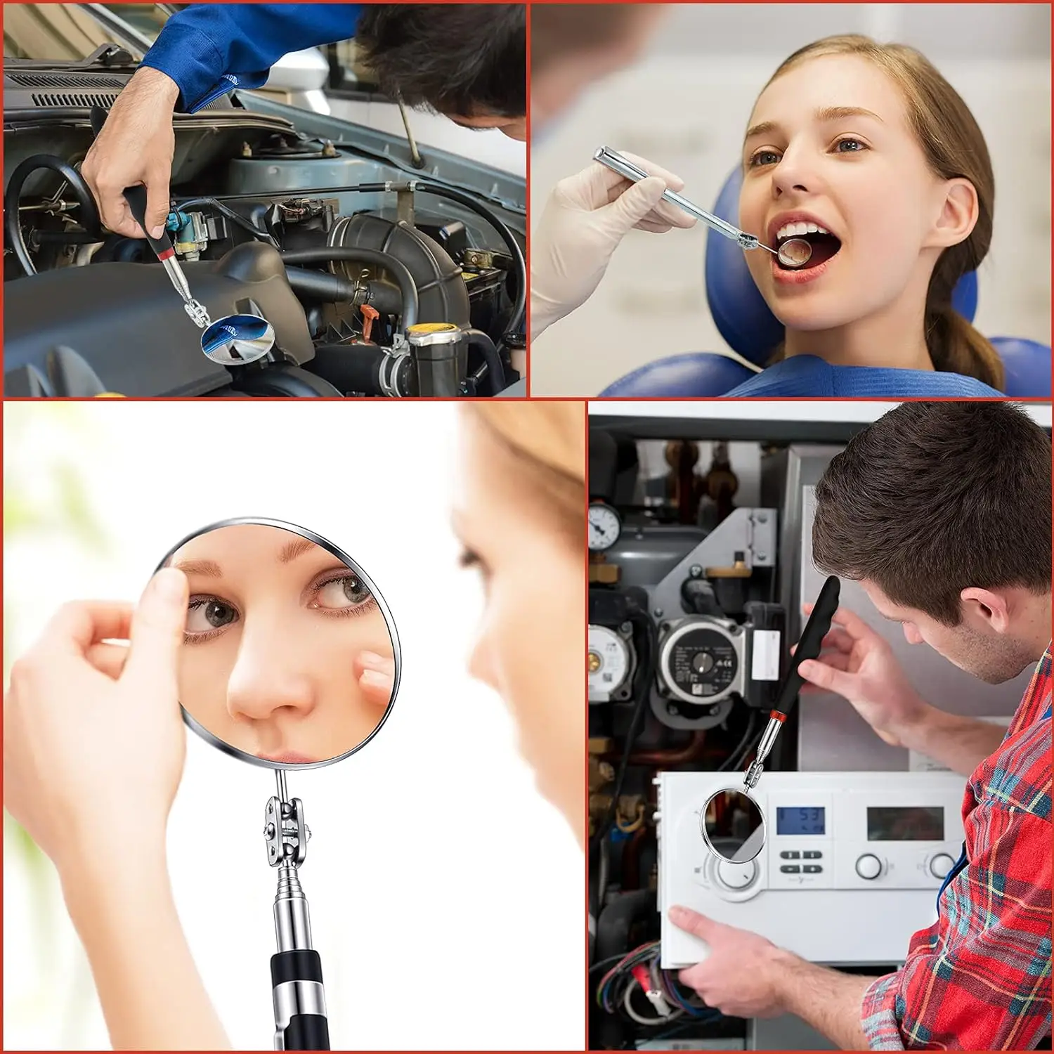 6pc Telescopic Magnet Pick Up Tool Set Telescoping Inspection Mirror ...