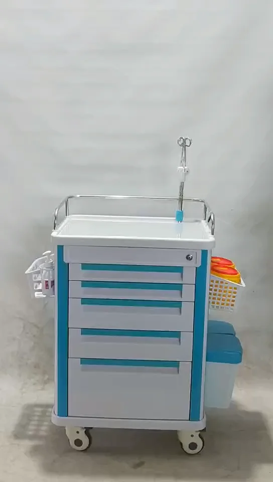 Oem Abs Moving Medical Cart Clinic Trolley With Iv Pole For Hospital ...