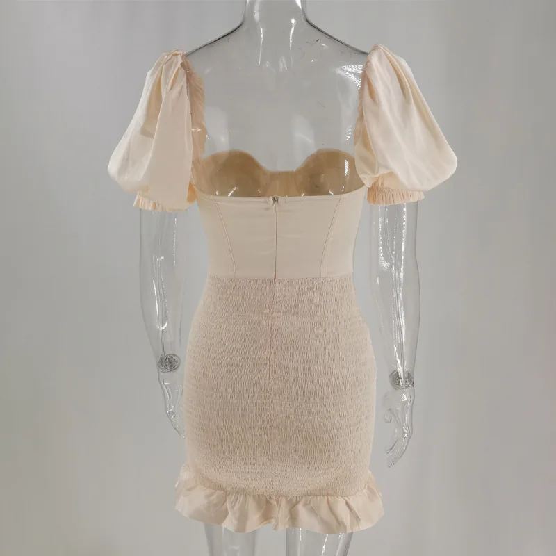 New Square Neck Sexy Fishbone Slim Fit Wrap Hip Dress For Women - Buy ...