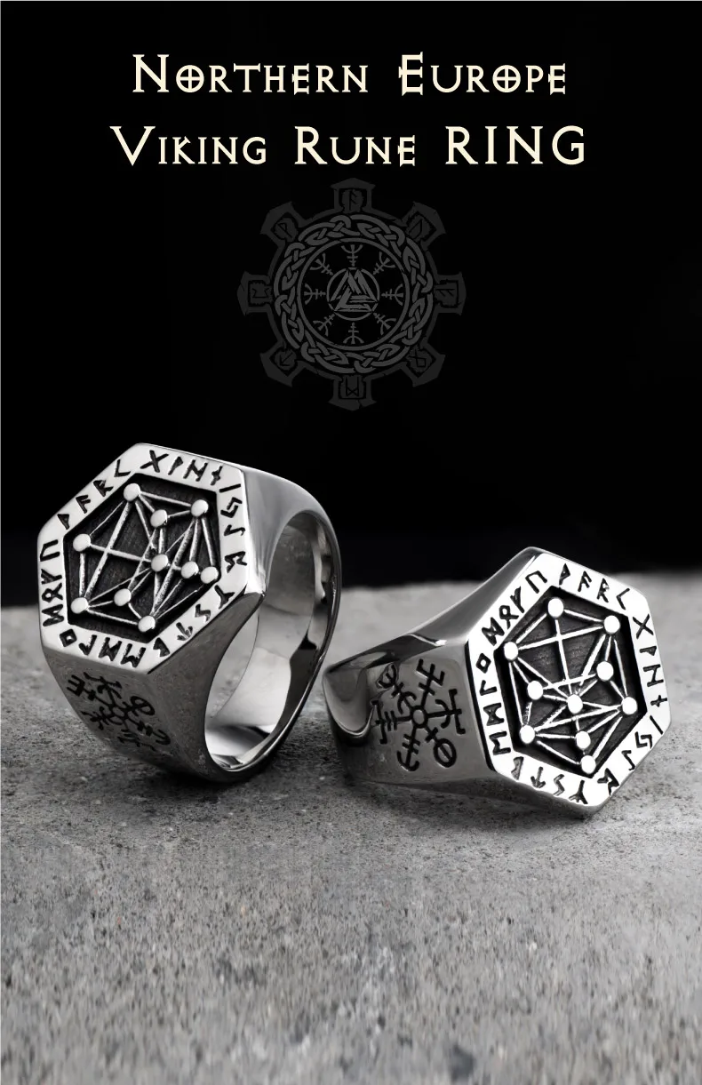 Retro Myth Viking Rune 316L Stainless Steel Male Ring Original Special ...