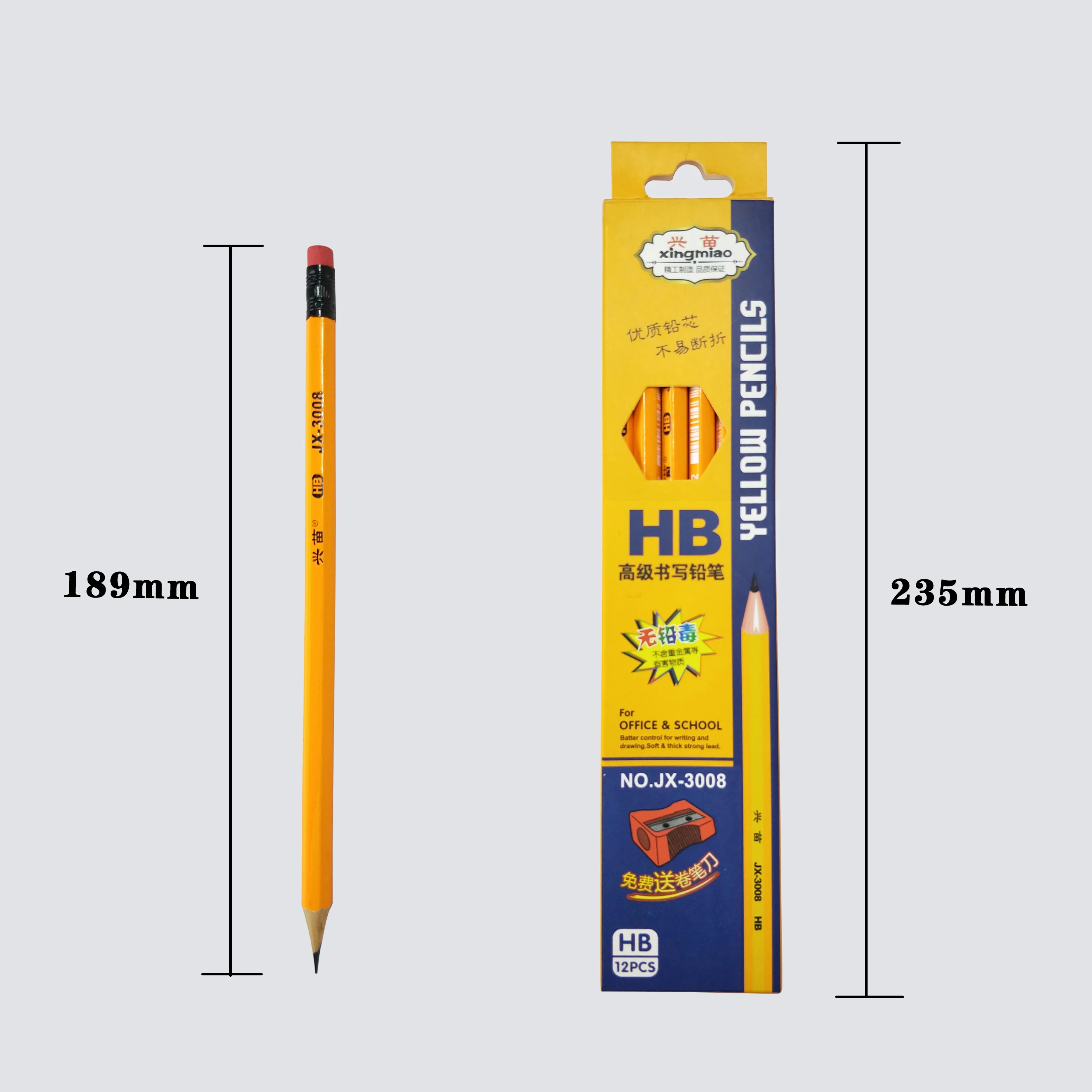 Hb Pencil With Eraser And Sharpener Standard Pencils Wooden Pencil Soft ...