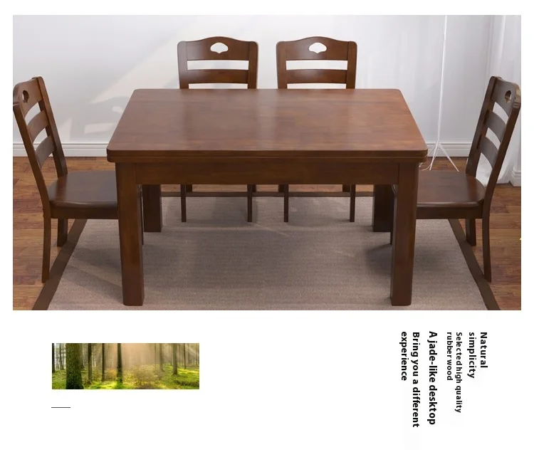 Modern Simple All-Solid Wood Dining Table Chair Set for 4-6 People ...