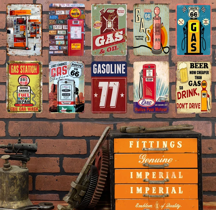 Vintage Tin Signs - Garage Gas Station Bar Club Cafe Decor