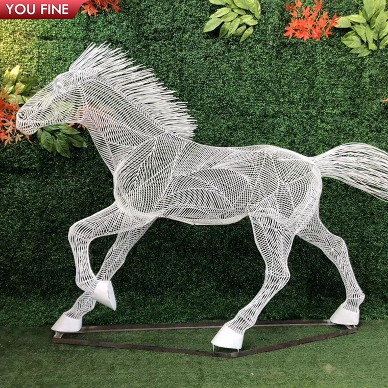 Stainless Steel Wire Horse Sculpture - High Quality Art