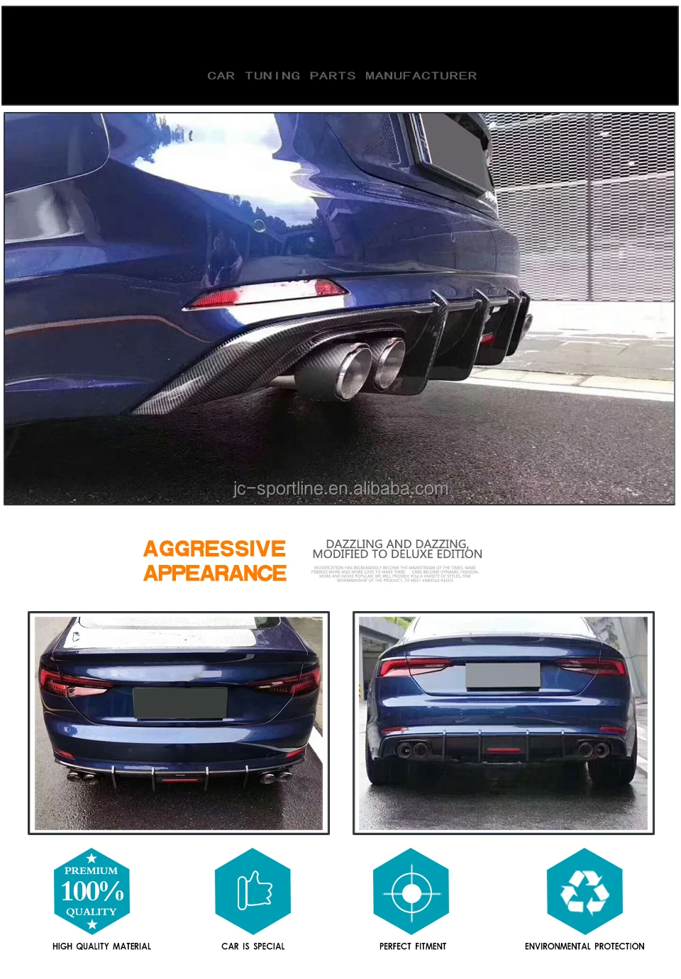 Carbon Fibre Facelift S5 Rear Valance Lip For Audi S5 B9 A5 Sline 2017 ...