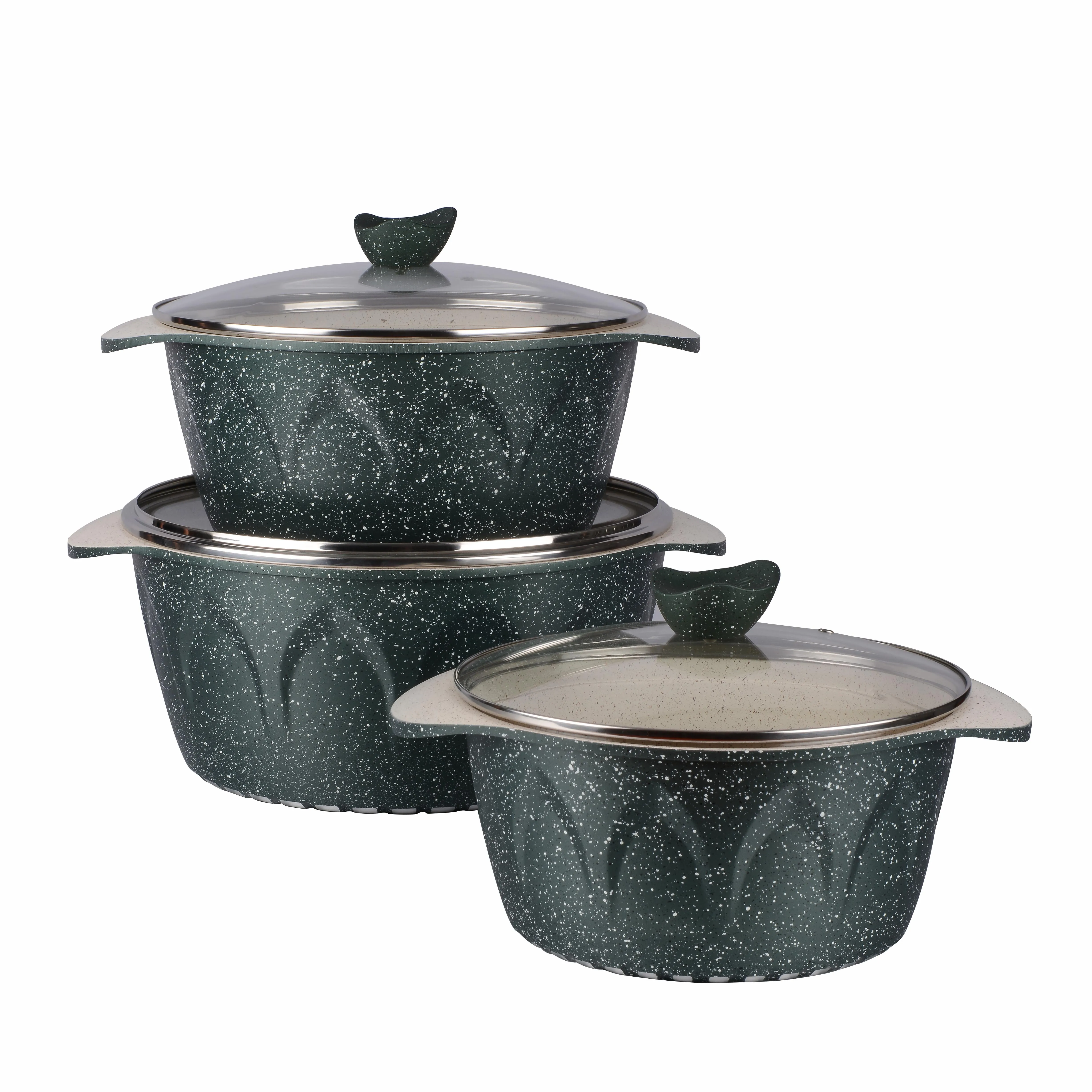 Custom Die Cast Aluminum Lotus Shaped Marble Coating Cookware Set