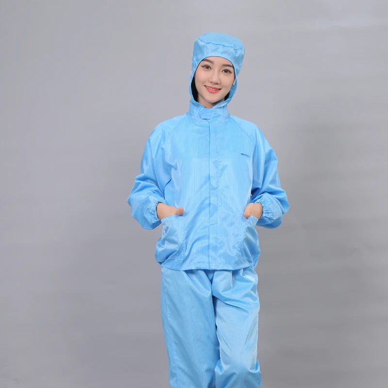 Esd Clean Room การ์เม้นท์/lab Esd Smock ชุดทำงานแบบสม่ำเสมอ/ชุดป้องกัน ...