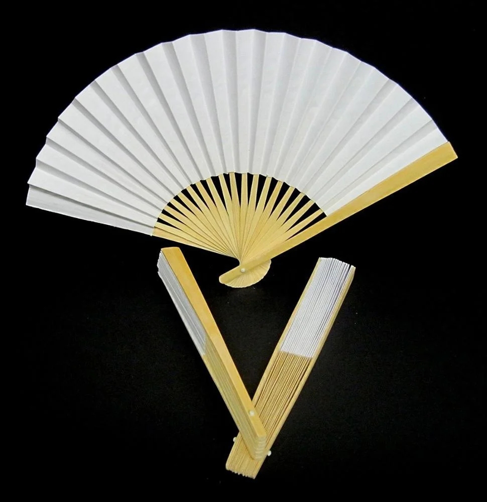 Personalized Bamboo Logo Custom Paper Fan - Chinese Design