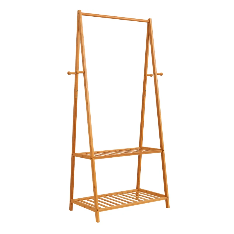 Rolling Garment Rack - 2-Tier Storage Shelves on Wheels