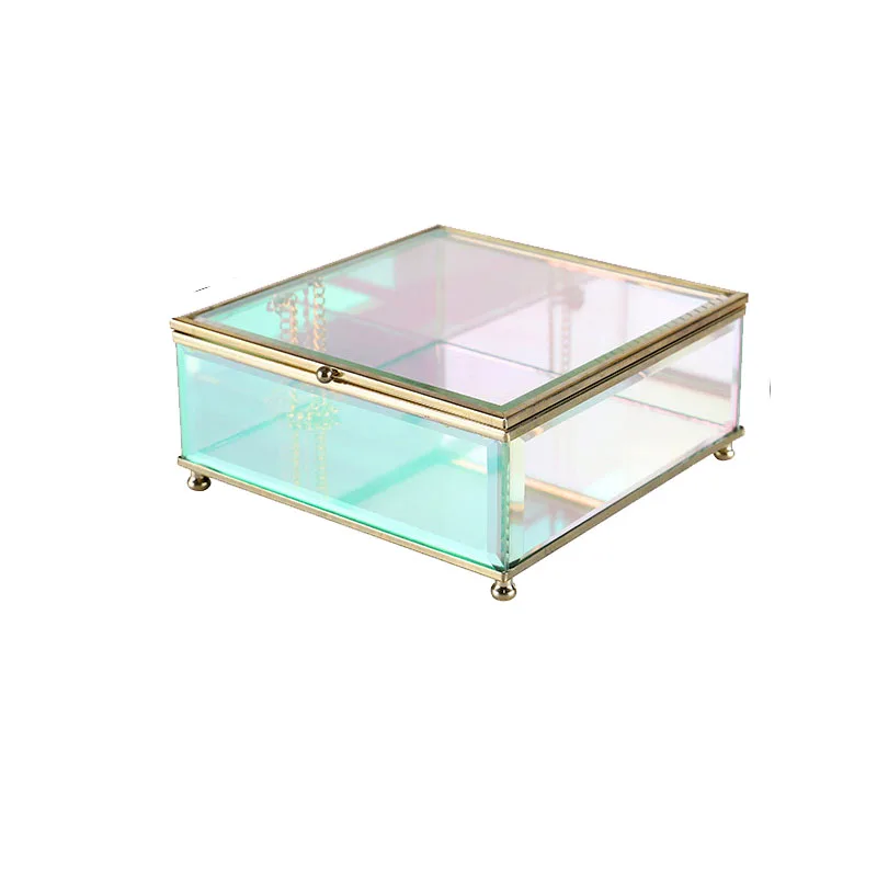 Customized T Iridescent Clear Glass Jewelry Box Buy Personalised Jewelry Boxcustom