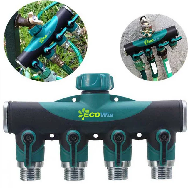 1 to 4 Way Water Splitter 2 Way Hose Splitter Garden Hose Splitter ...