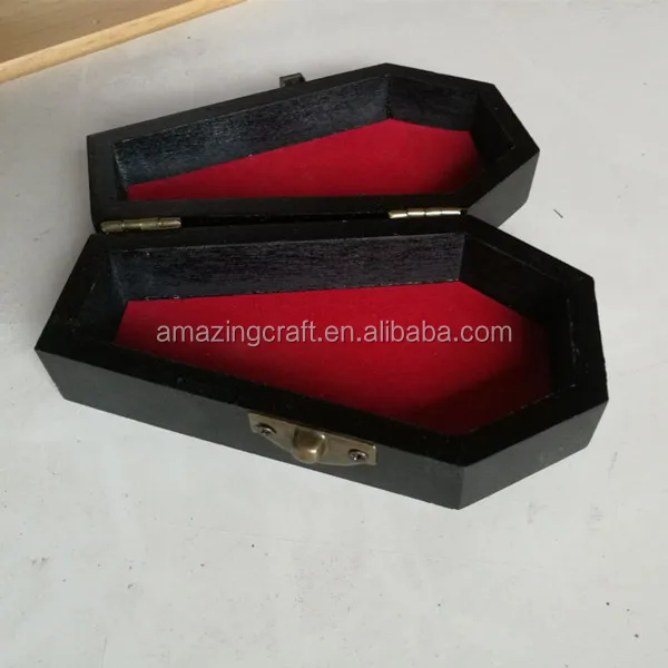 Custom Mini Coffin Wood Box With Liners Black Coffin For Wholesale ...