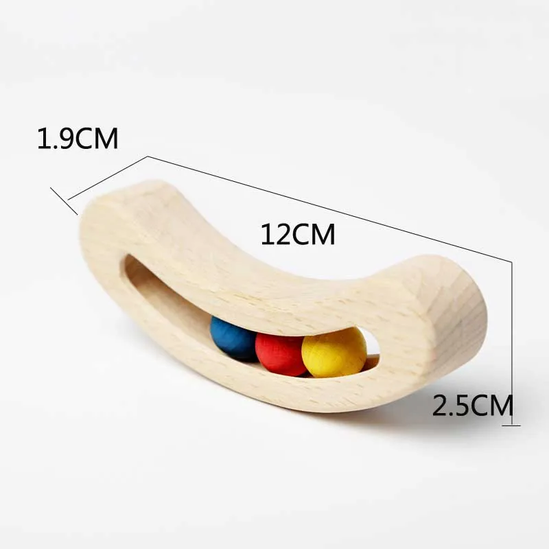 Organic Wood Montessori Baby Rattle Perfect Grasping Bell Rattles Toy ...