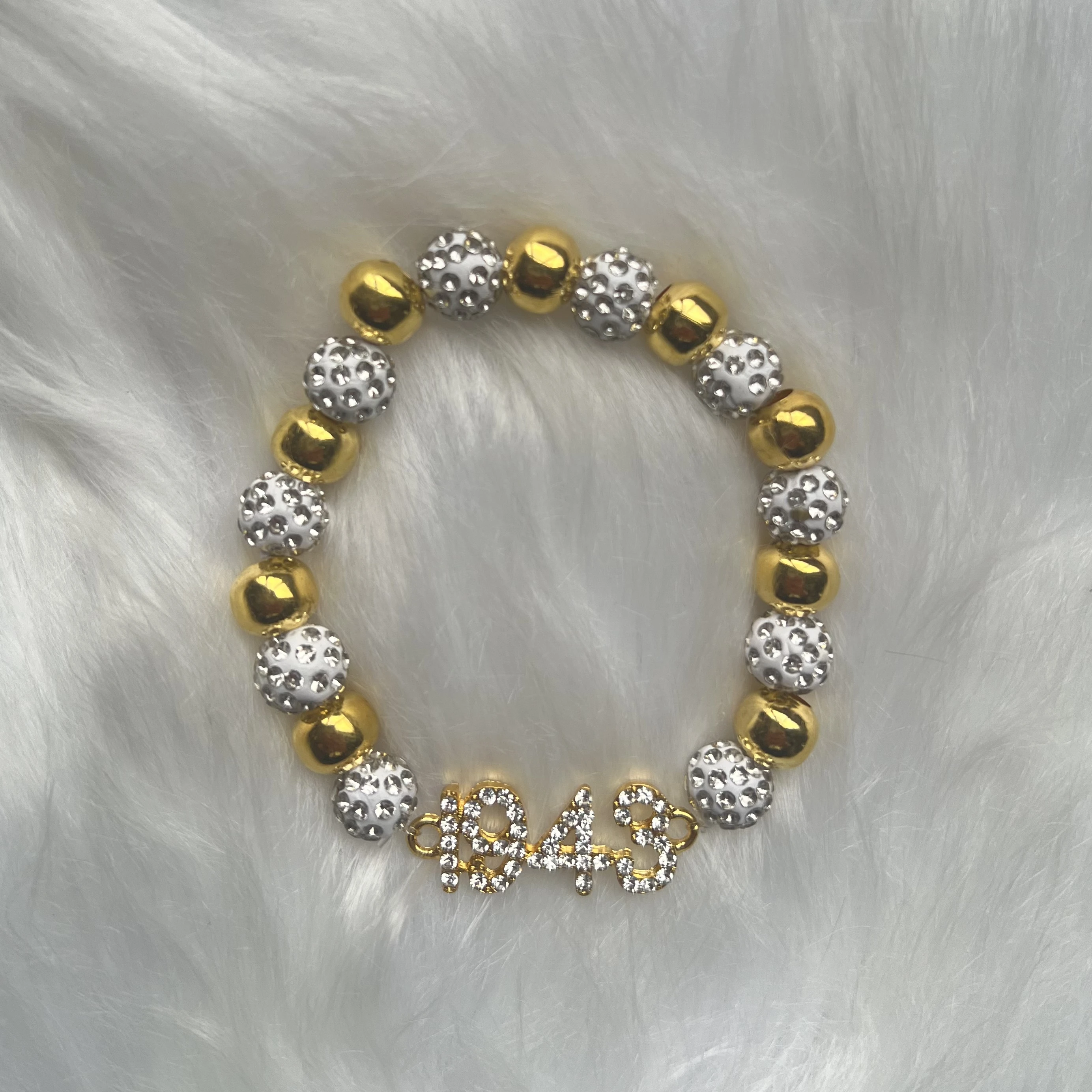 Fancy Golden and White Tone Philo Inspired Pearl and Rhinestone Beaded ...
