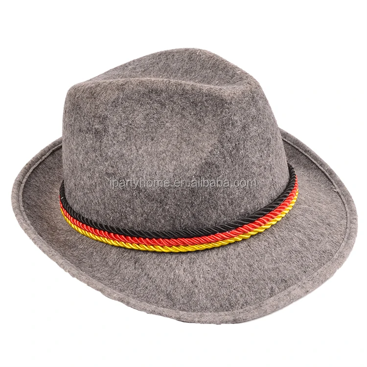 Traditional Gray Oktoberfest Tyrolean German Alpine Hat Printed Pattern ...