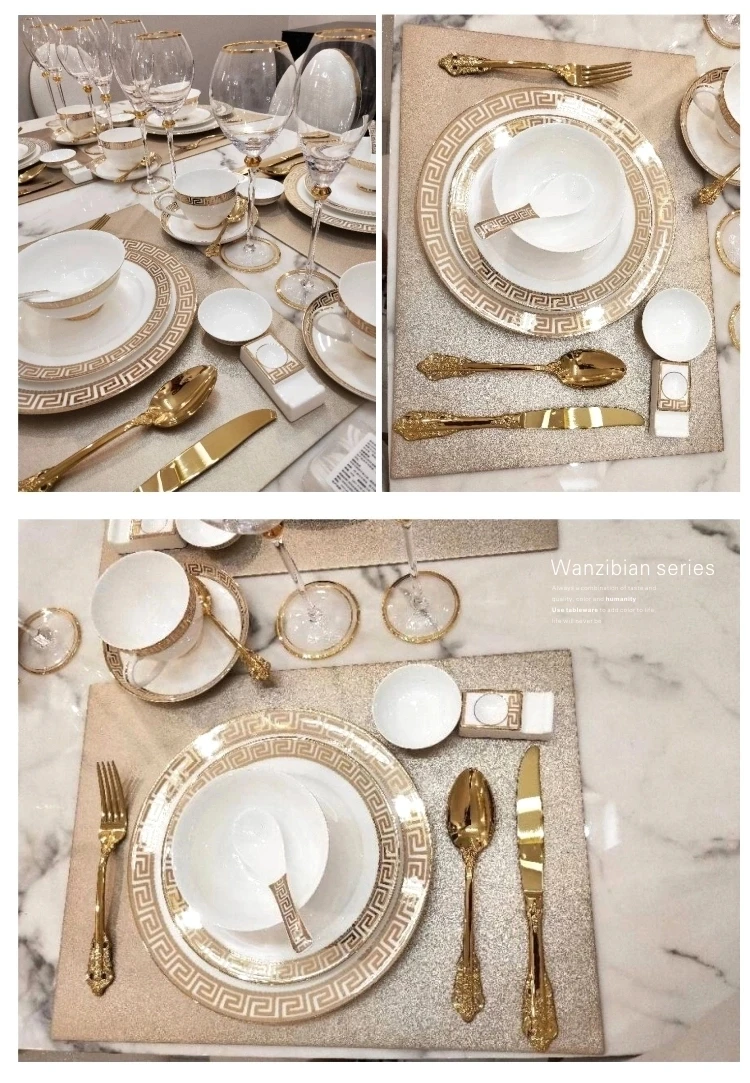 High End Royal Dinnerware Sets Luxury Dishes Gold Plates Ceramic ...