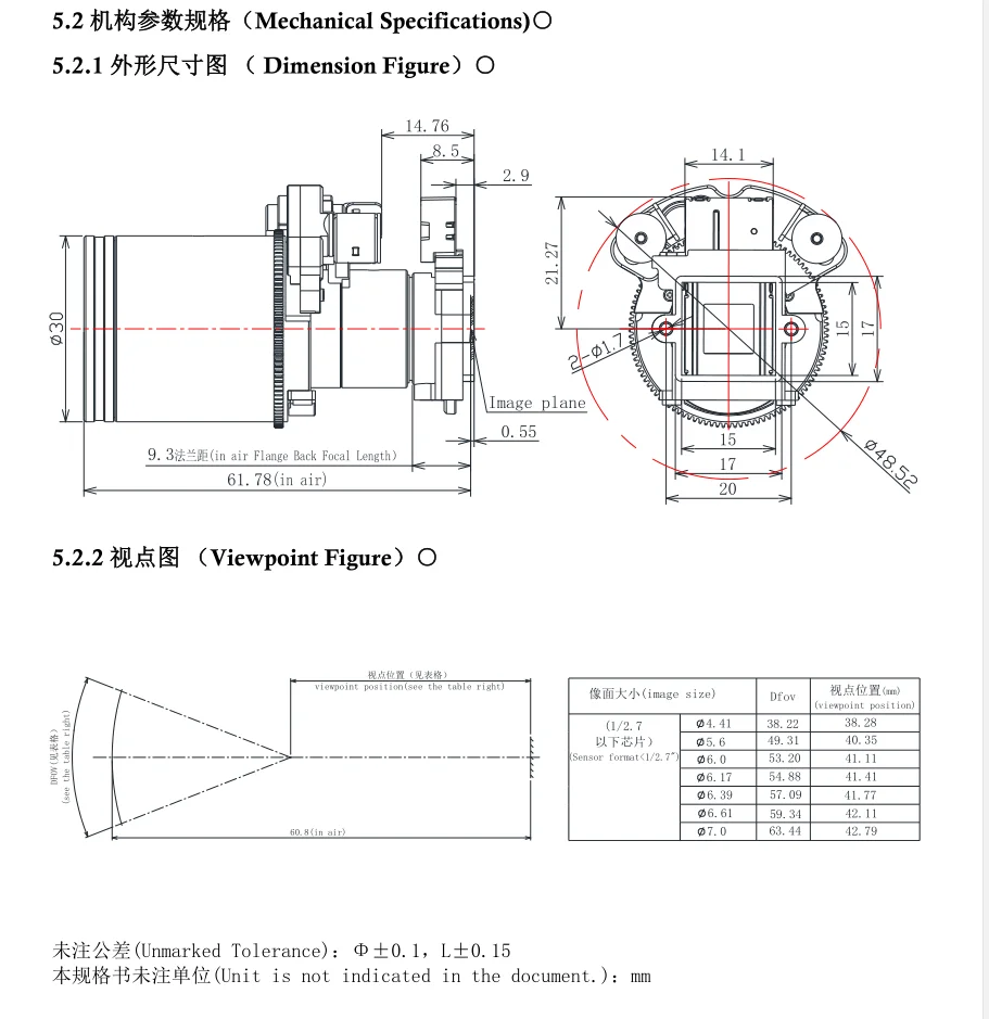 5-50mm Varifocal Auto Focus Lens with D14 Mount Stepping Motor