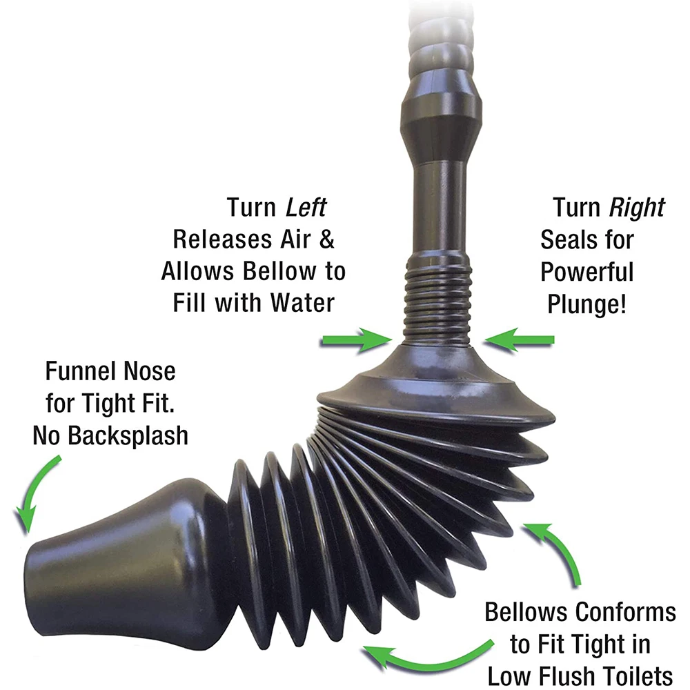 Plastic Toilet Plunger with Funnel Nose Design - Strong Suction