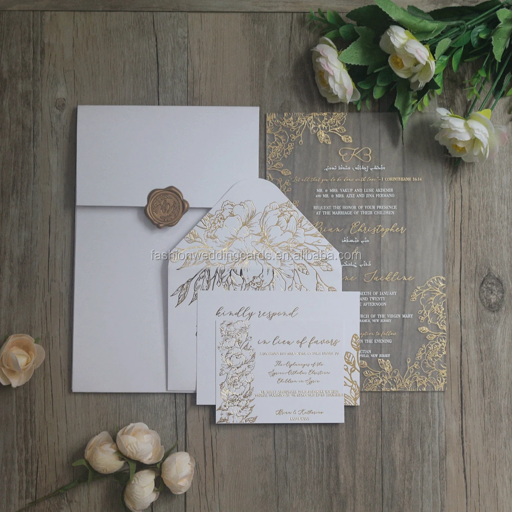 5*7 Inches Die Cut Shape Frosted Acrylic Wedding Invitation Card With ...