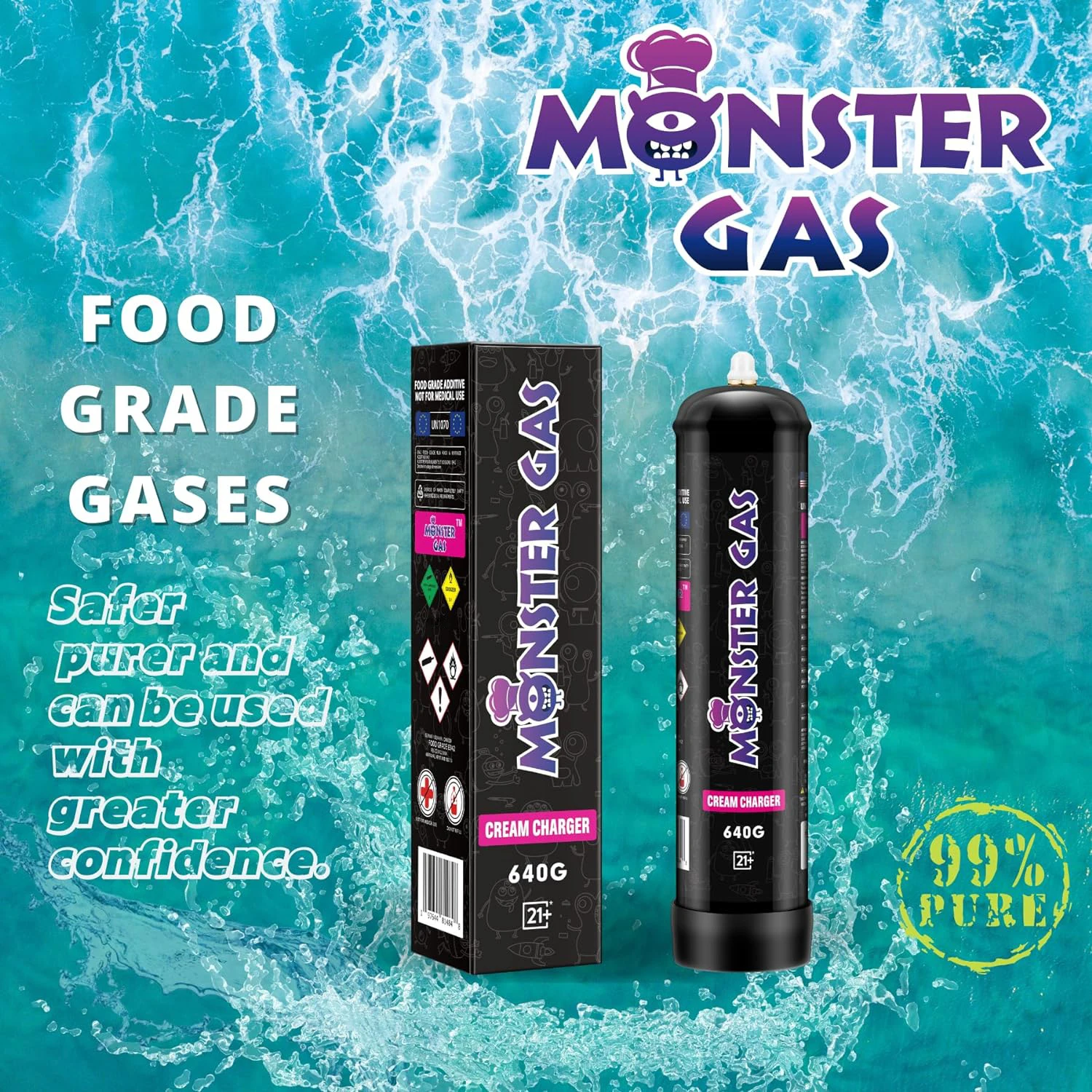 Monstergas High Pressure Disposable Gas Cylinder 0.95l 640g Whipped ...