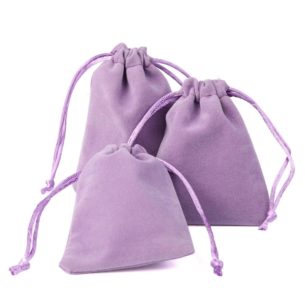 Storage Soft Pouch Packaging Drawstring Velvet Bags for Jewelry Gift