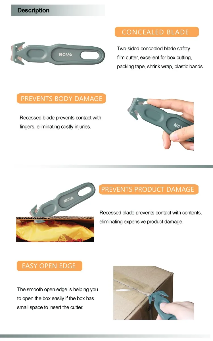 Two-sided Concealed Blade Recessed Blade Box Carton Cutter Film Cutter ...