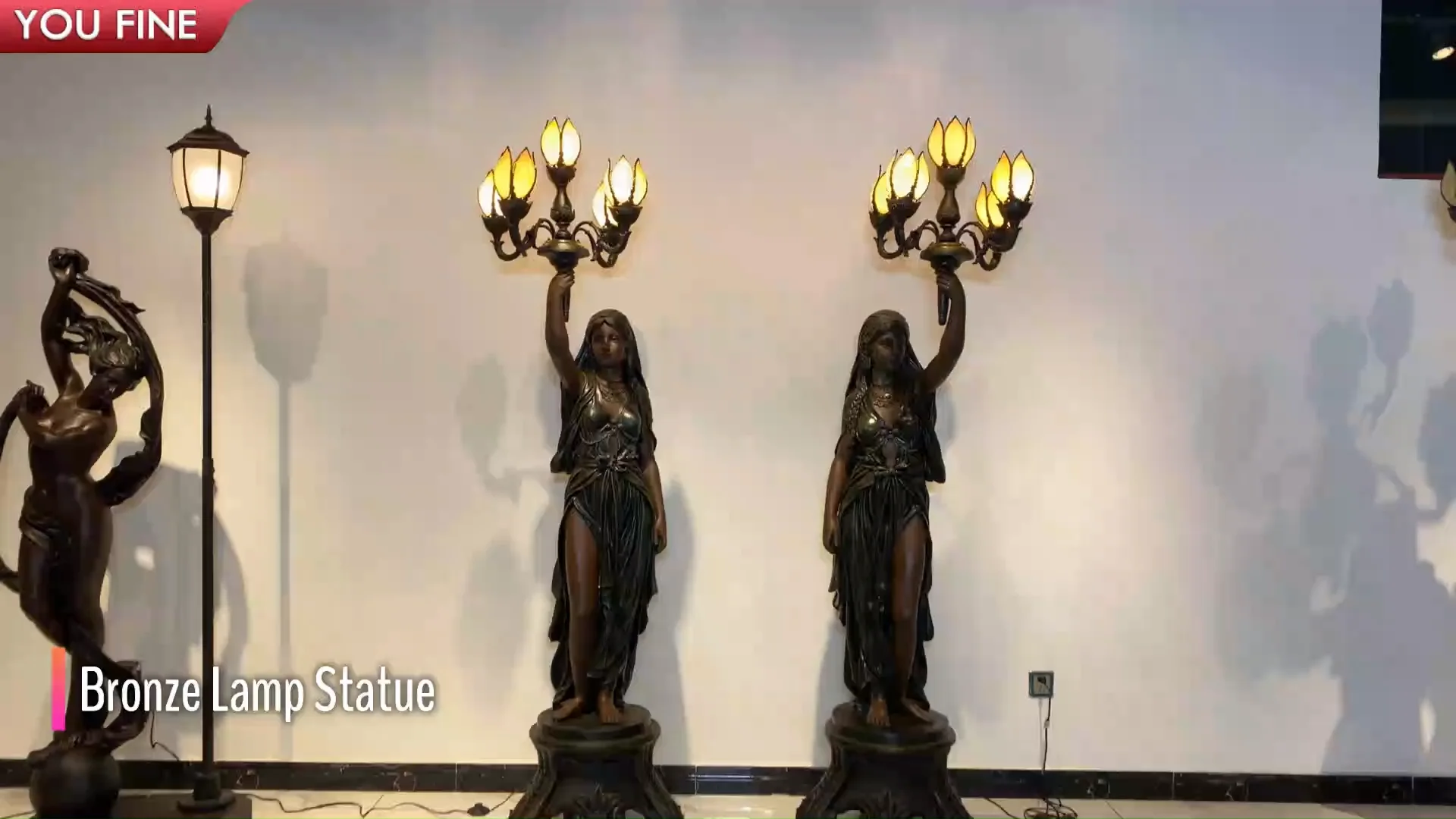 Exquisite Indoor Bronze Cherubs Statue Angel Clothed Torchiere Floor ...