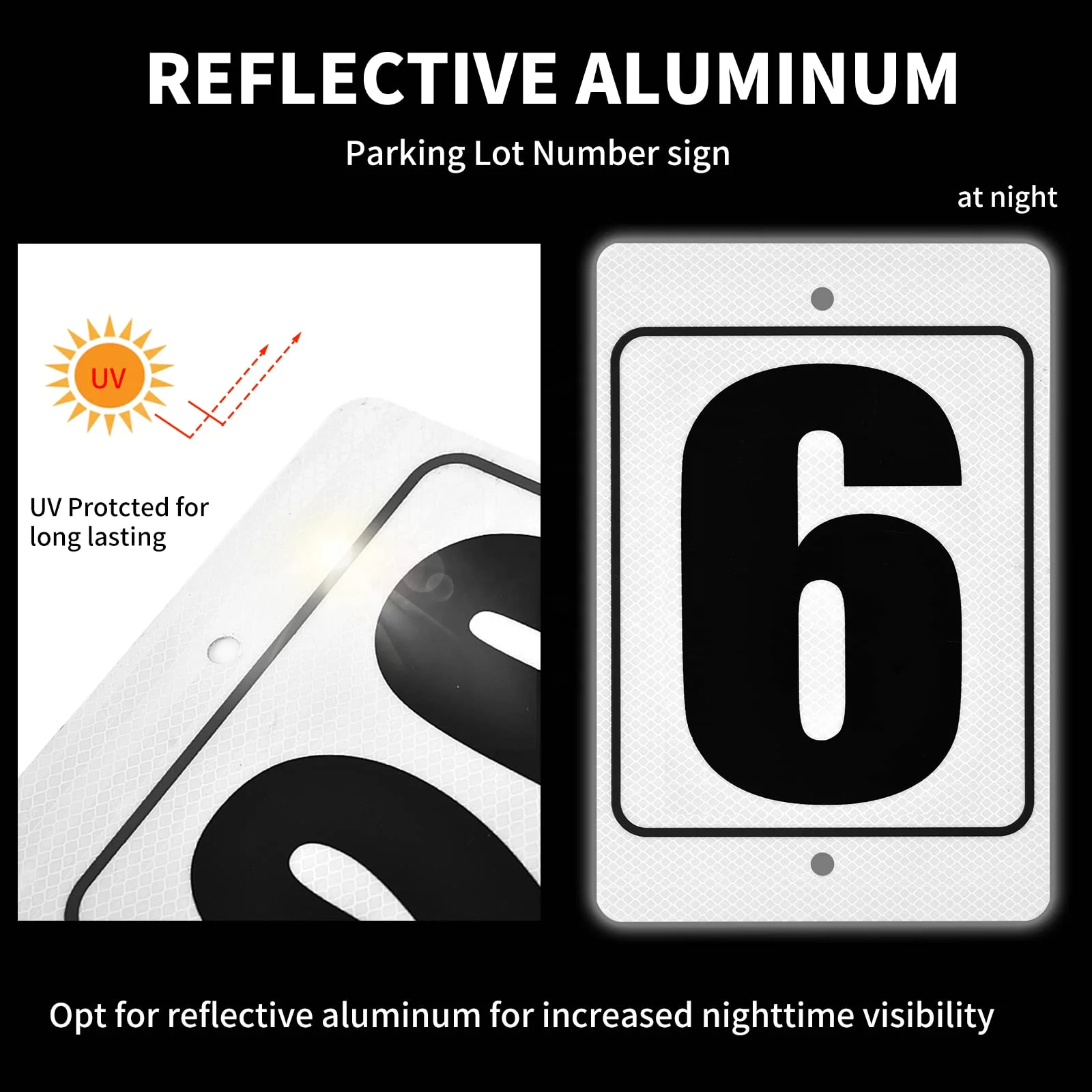 Reflective Parking Lot Number Signs - Durable & Weatherproof