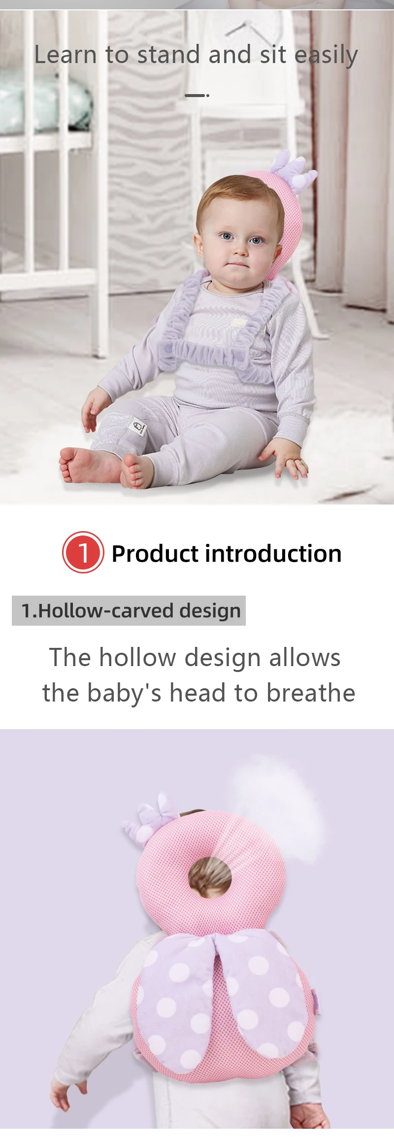 Air Mesh Baby Anti - Fall Pillow Baby Safety Head Protector Pillow For ...