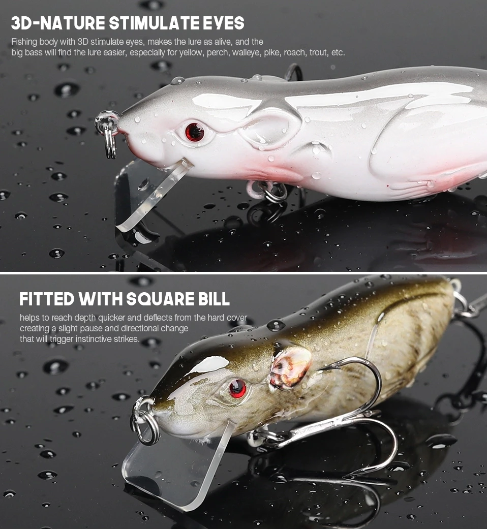Topwater Mice Rat Mouse Fishing Lures - Bass Bait Crankbait