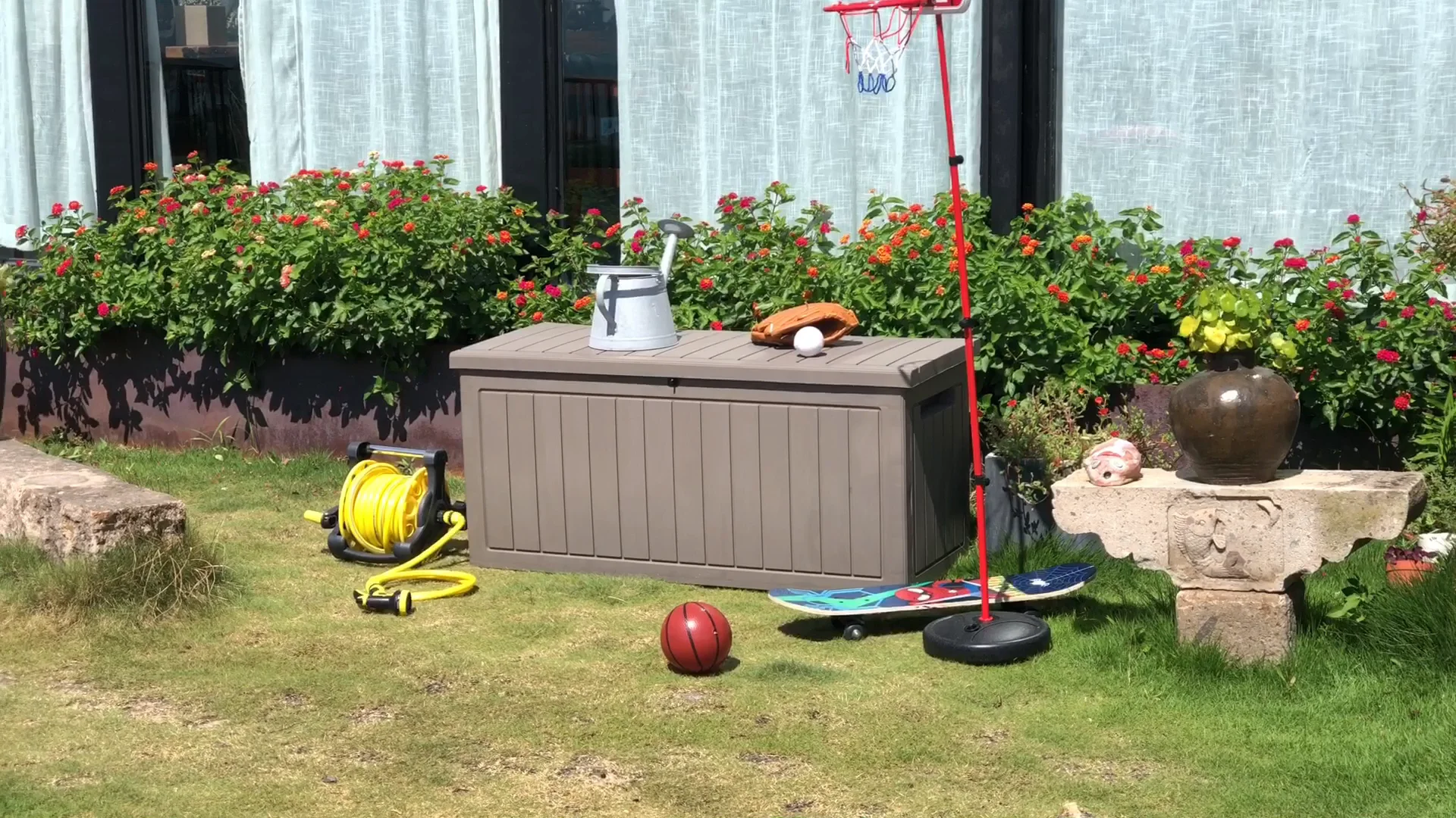 Waterproof Pool Wheelie Bin Storage Outdoor Plastic Storage Box With ...