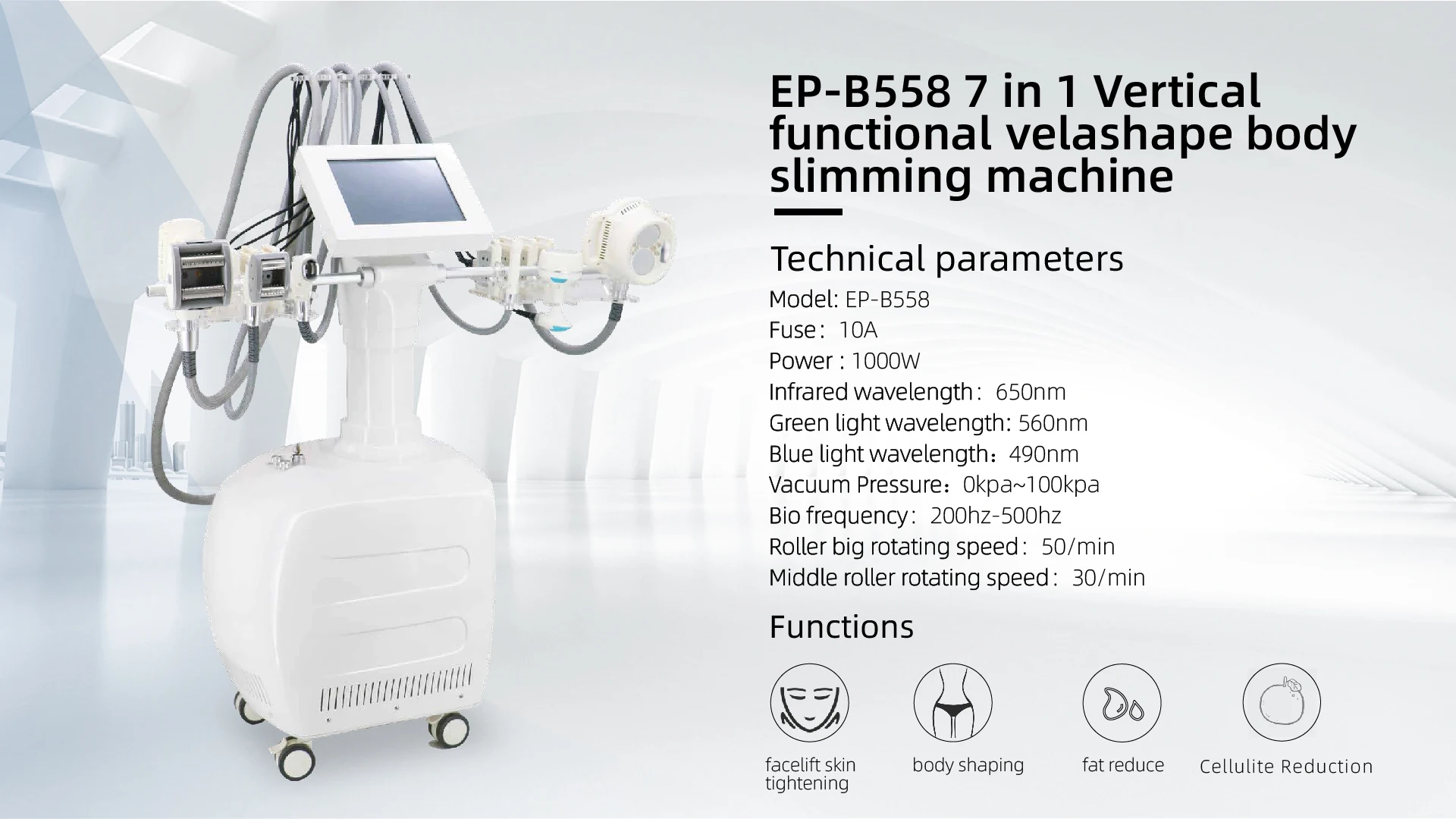 Velashape V10 Slimming Face Lift Machine 7 In 1 Vacuum RF Rollers ...