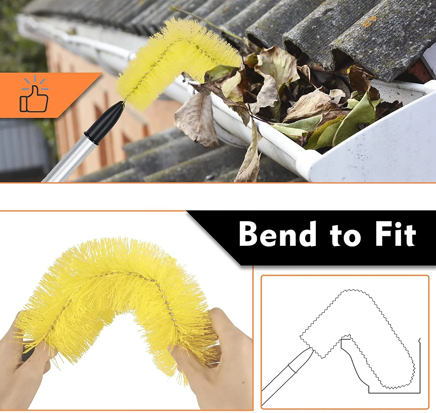 Efficient Gutter Cleaning with Adjustable Telescopic Brush
