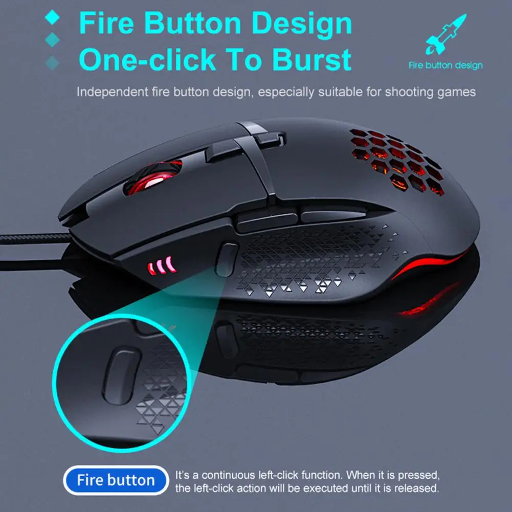 Imice T90 Wired Mouse Hollow Luminous 8-key 7200dpi Gaming Wired Mouse ...