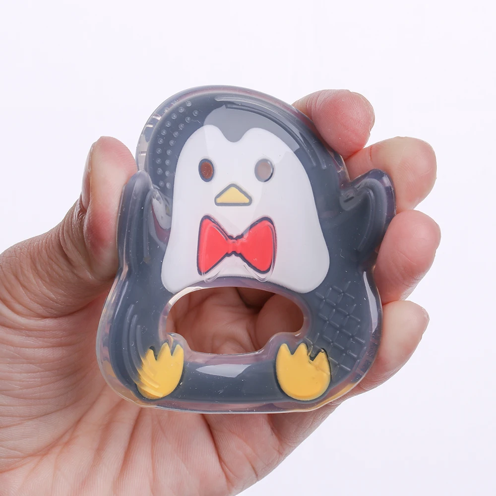 Food Grade Bpa Free Penguin Silicone Teether Baby Rattle Teething Toys ...