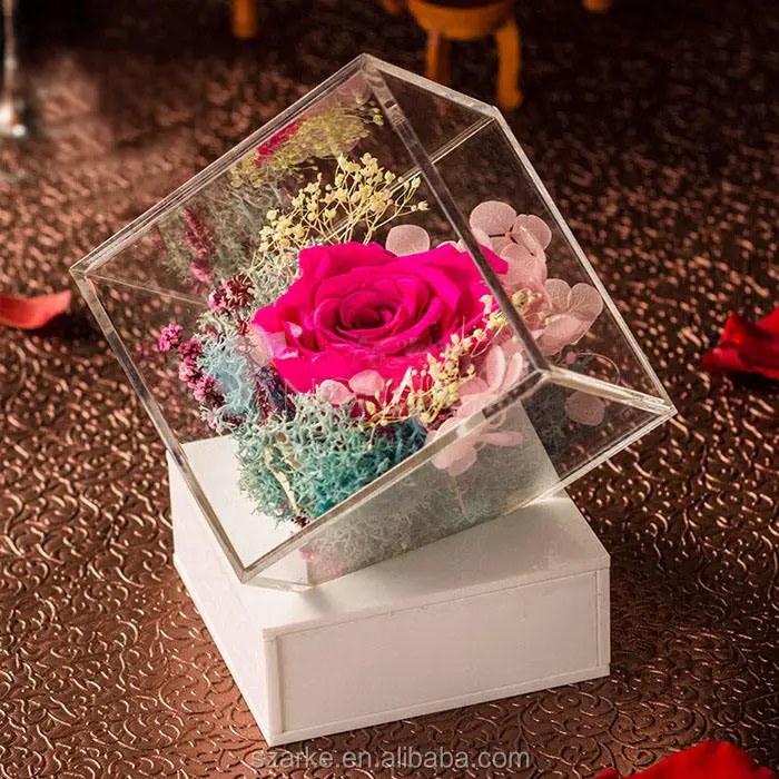 Customized Acrylic Flower Box For Gift Flowers Storage Box - Buy Flower ...