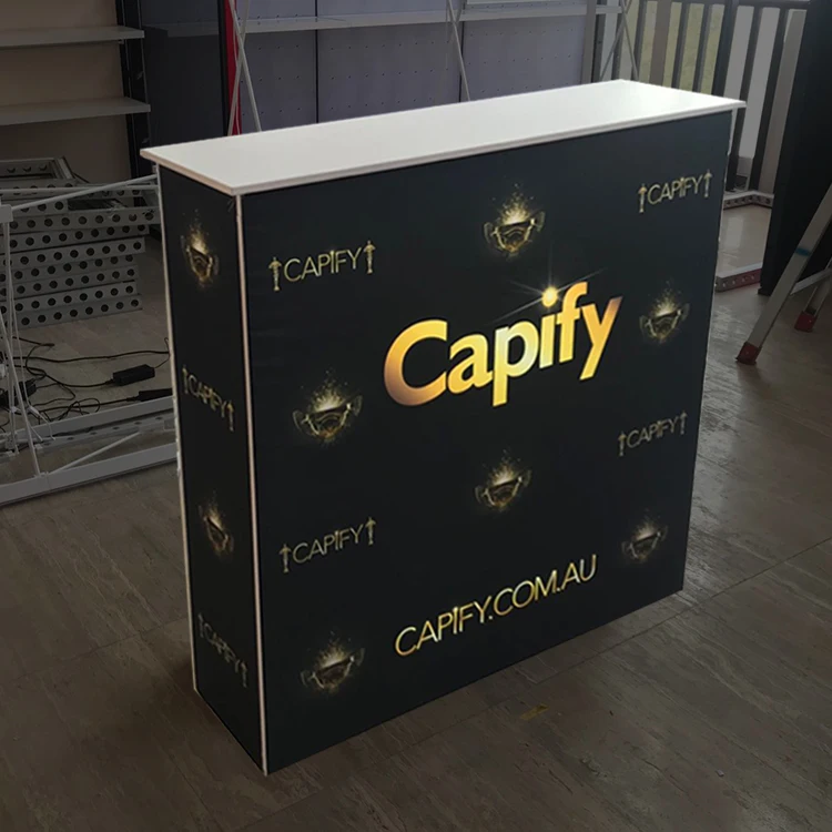 Aluminum Backlit Pop Up Trade Show Reception Desk Counter - Buy ...