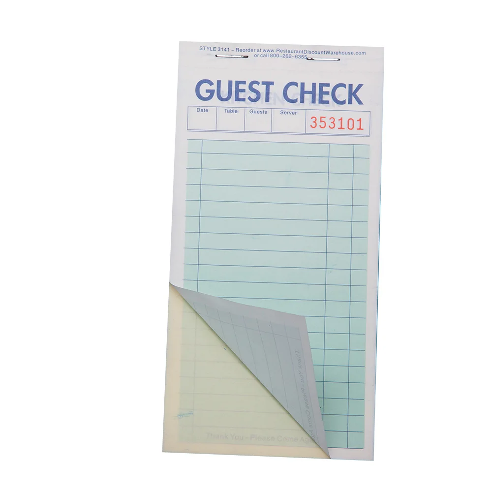 2 Part Carbonless Guest Check Waiter Order Pads for Restaurant (50 Pack ...