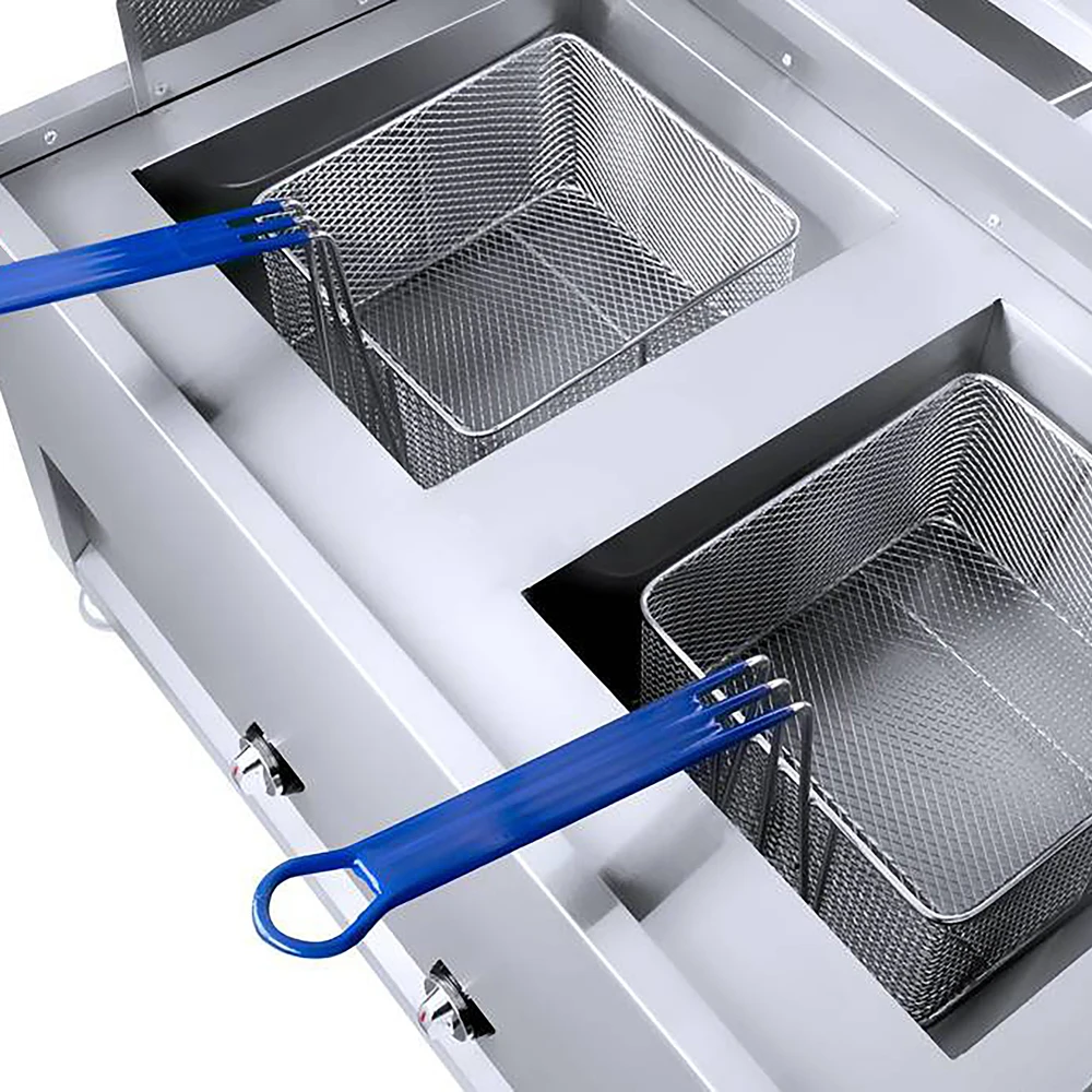 Commercial Kitchen Fryer 2-tank 2-basket Standing Deep Gas Fryer - Buy ...