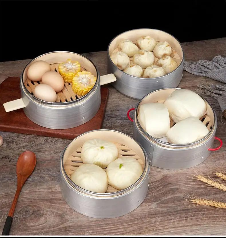 Mu Mini Dim Sum Steamer Dumpling Eco Minin Bamboo Silicone Mat Aluminum ...