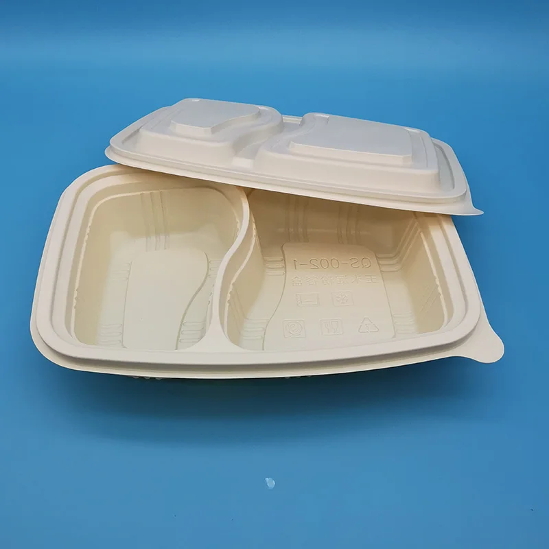 Two Compartments Cornstarch Lunch Box Biodegradable Disposable ...