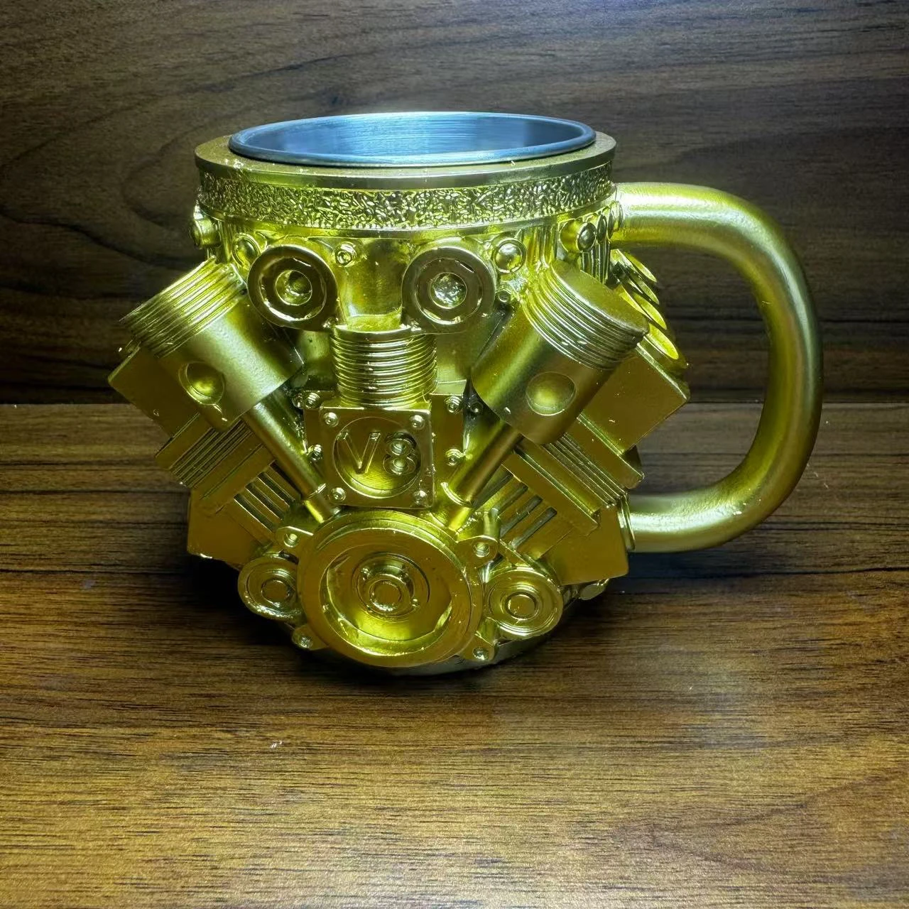 V8 Engines Stainless Steel Cup Uncovered Coffee Cup with Engine Shape ...