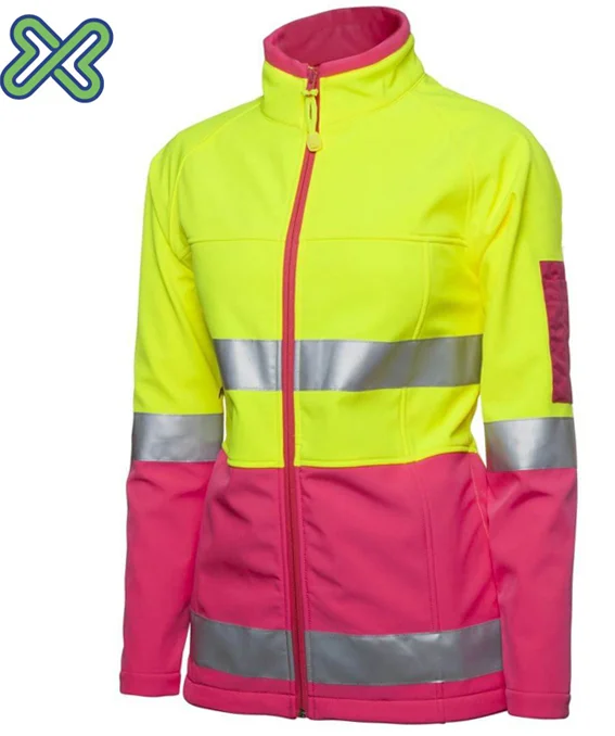 E-shine Pink Safety Reflective Softshell Jacket for Winter