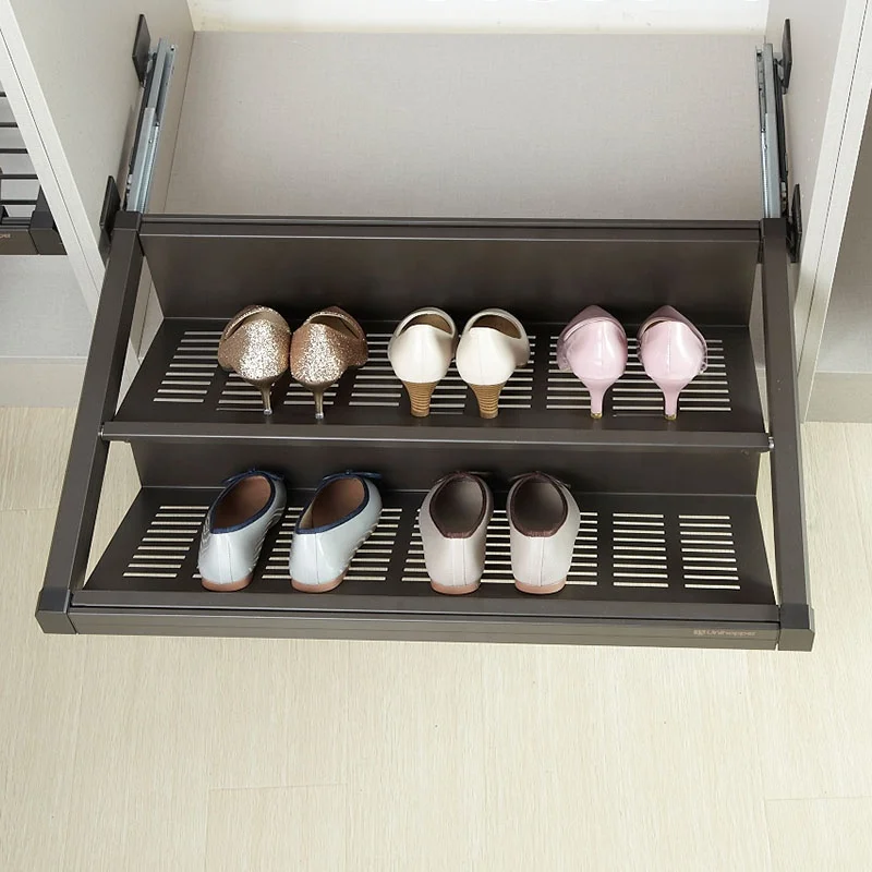 Unihopper 2 Tier Soft Closing Pull Out Shoe Rack for Closet